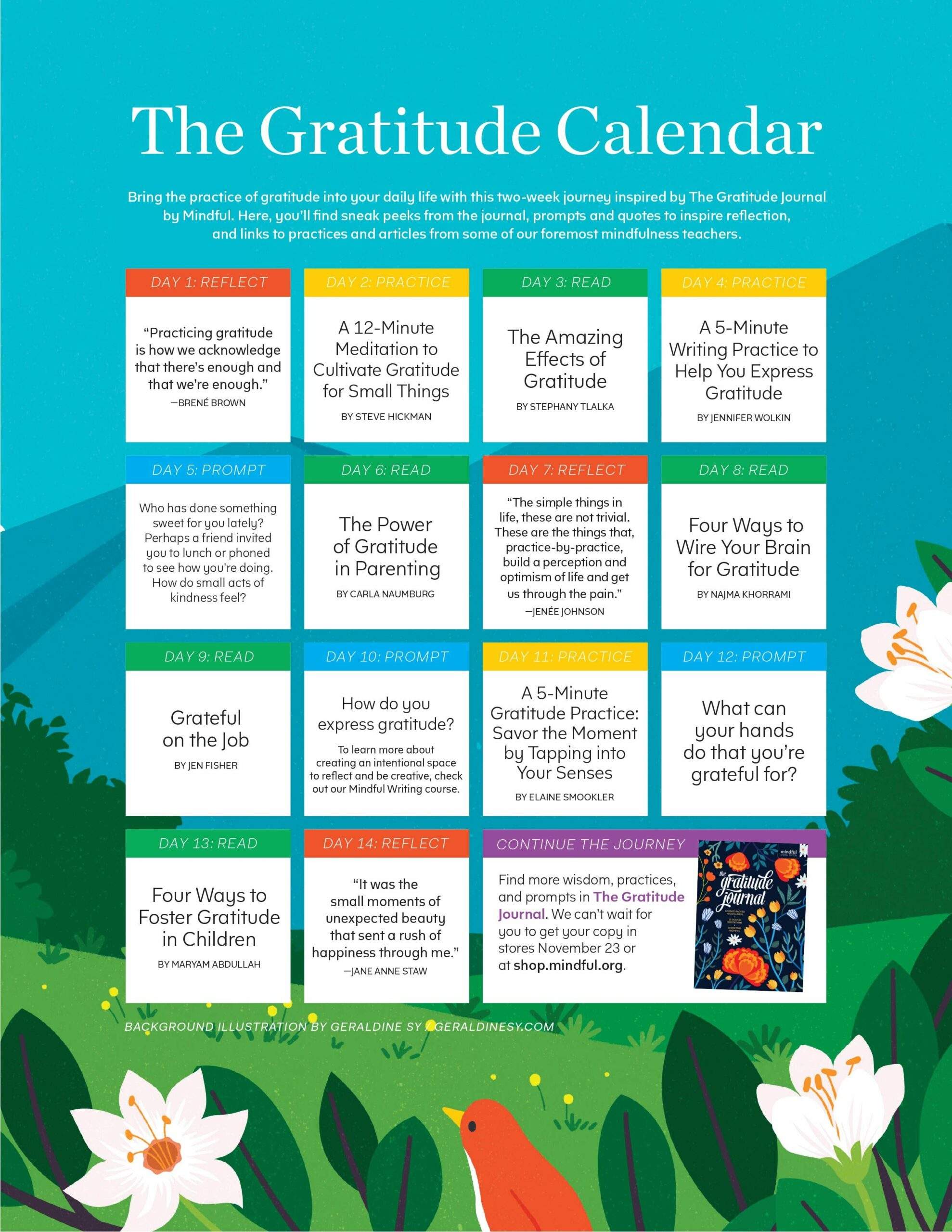 The Mindful Gratitude Calendar - Mindful